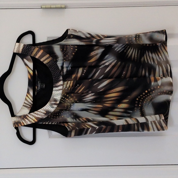St. John | Tops | St John Couture Sleeveless Silk Blouse In Brown And ...